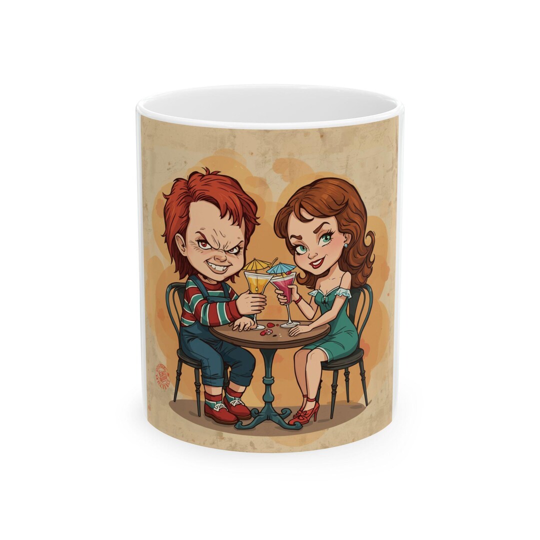 Chucky and Tiffany Retro Ceramic Mug, Cute Couple Coffee Cup, Perfect ...