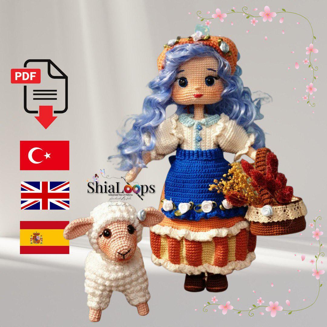 Nila and Shibi Crochet Pattern | Amigurumi Doll & Sheep PDF Tutorial ...