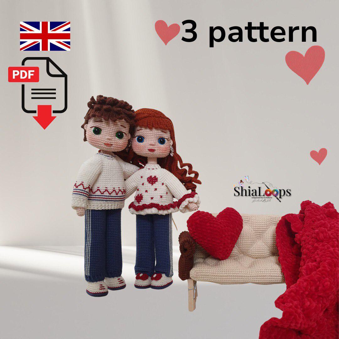 Amigurumi Doll Crochet Pattern – Valentine's Day Lina & Alex ...