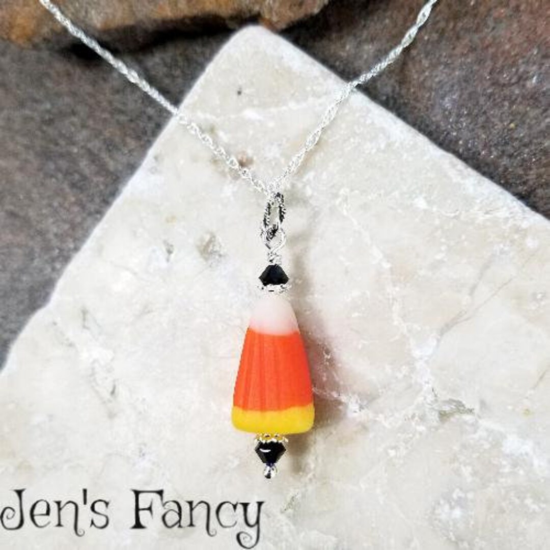 Candy Corn Necklace Sterling Silver, Fall Autumn Halloween Candy Corn ...