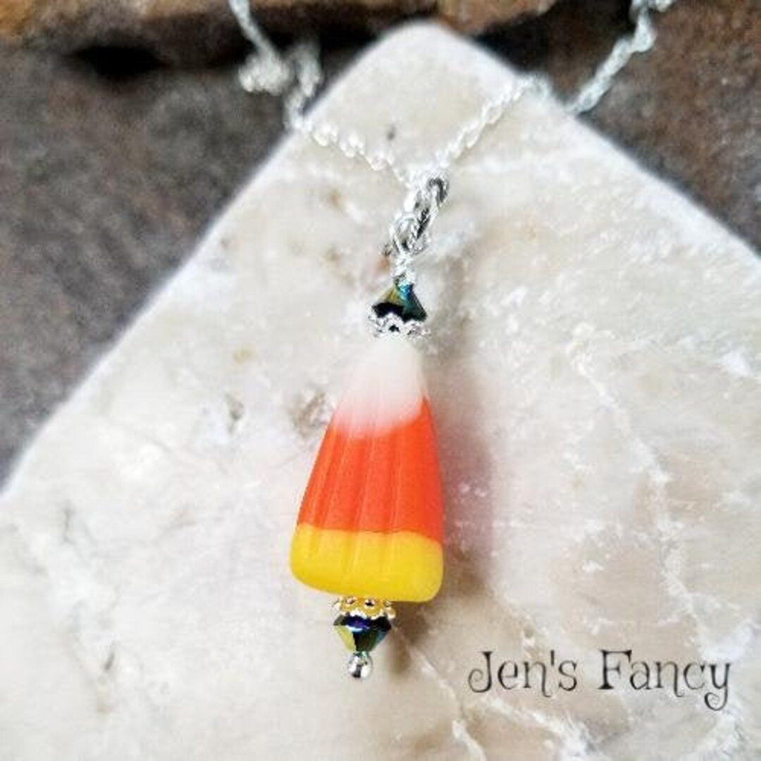 Candy Corn Necklace Sterling Silver, Fall Autumn Halloween Candy Corn ...