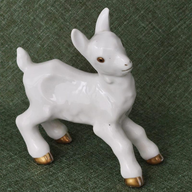 Porcelain Goat Figurine - Etsy