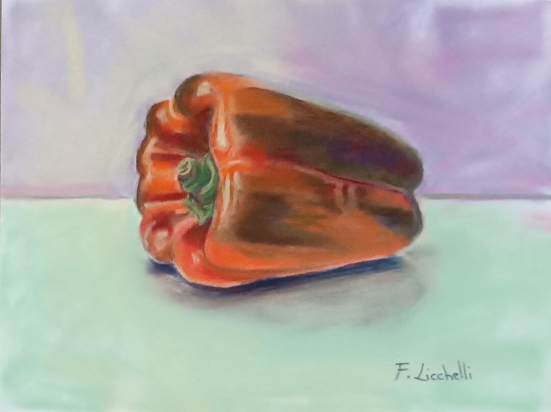 Red Pepper Pastel Drawing – Original Still Life Kitchen Wall Art 20x15 ...