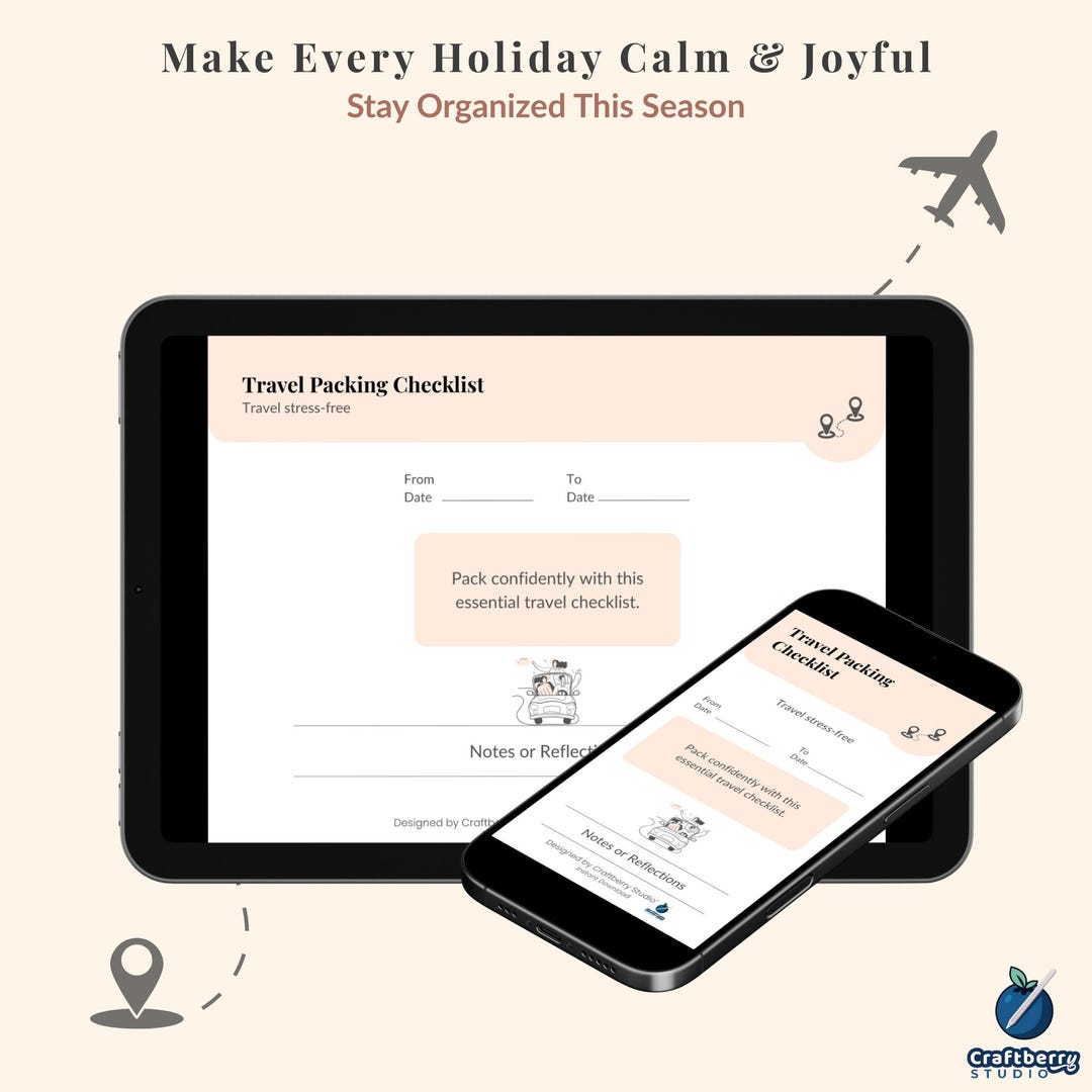 Digital Travel Packing Checklist – Tablet and Mobile Vacation Planner ...