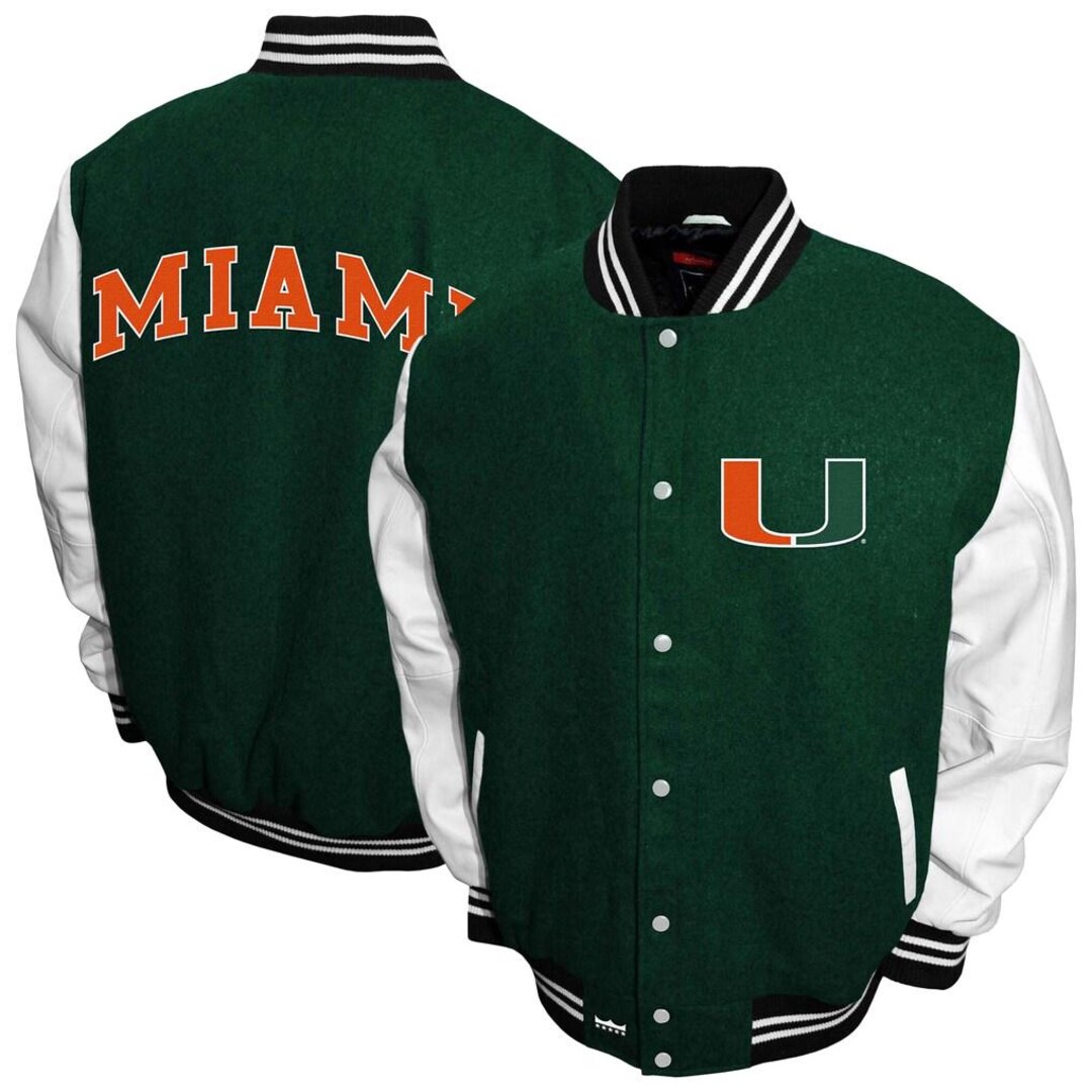 Miami Hurricanes Varsity Jacket – 90s Green & White Wool Letterman - Etsy