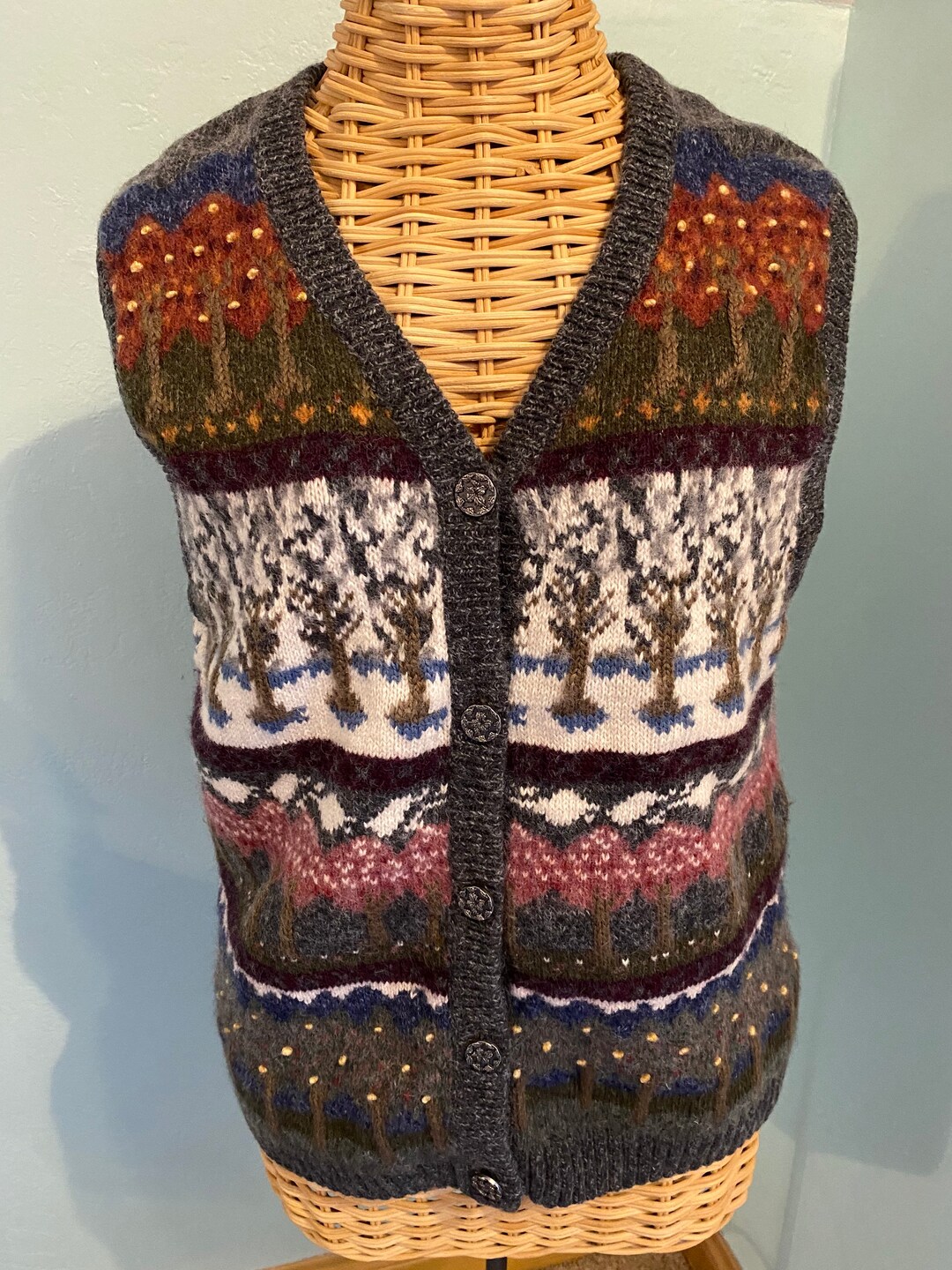 Northern Reflections Autumn Winter Wool Vest Metal Buttons Rare EUC - Etsy