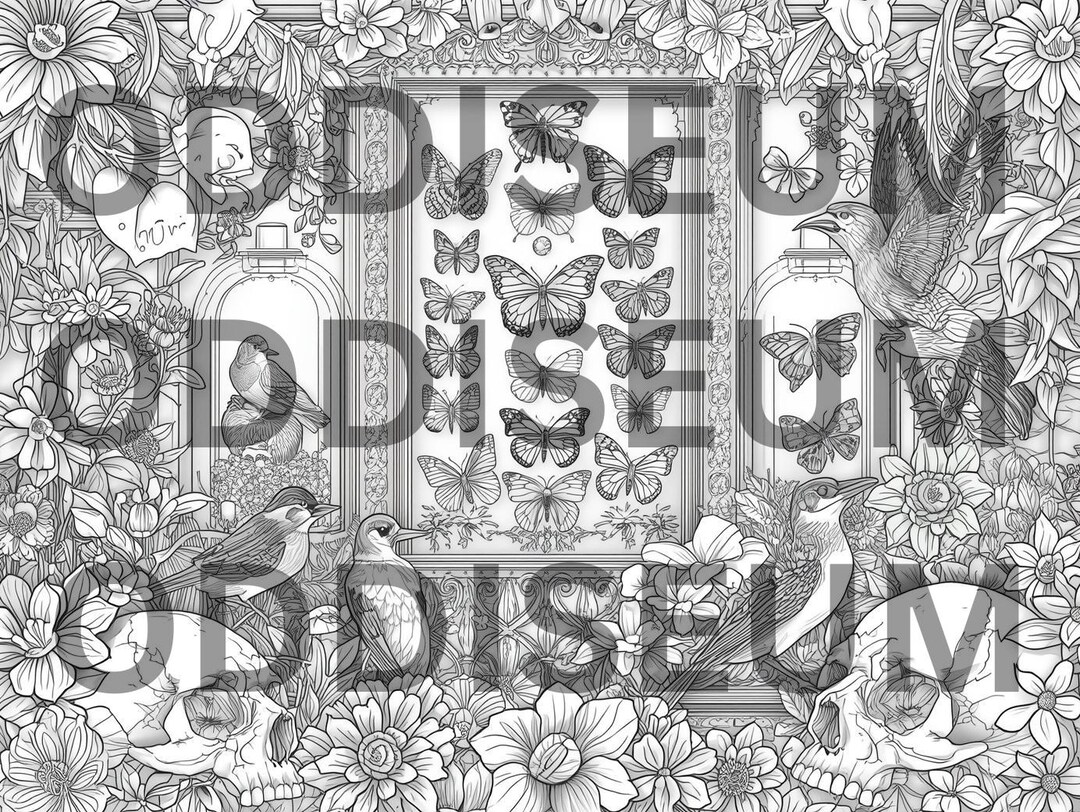 Butterfly Specimen Coloring Page | Gothic Entomology (digital Download ...
