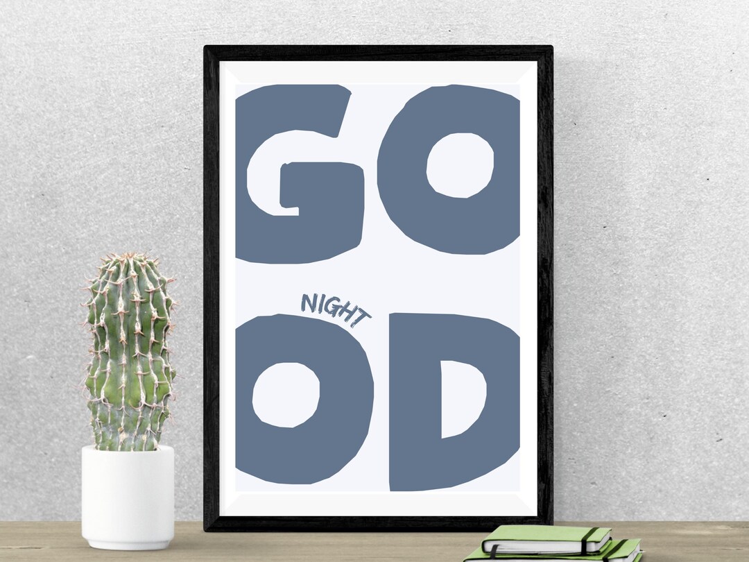 Goodnight Print – Minimalist Blue Bedroom Wall Art (digital Download ...