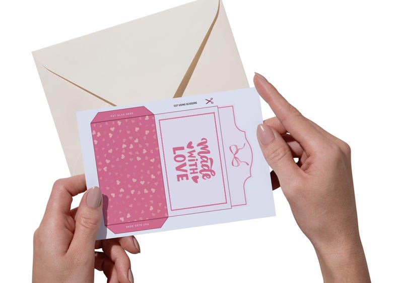 Printable Valentine Envelope Template Cute Love Design DIY Card Holder ...