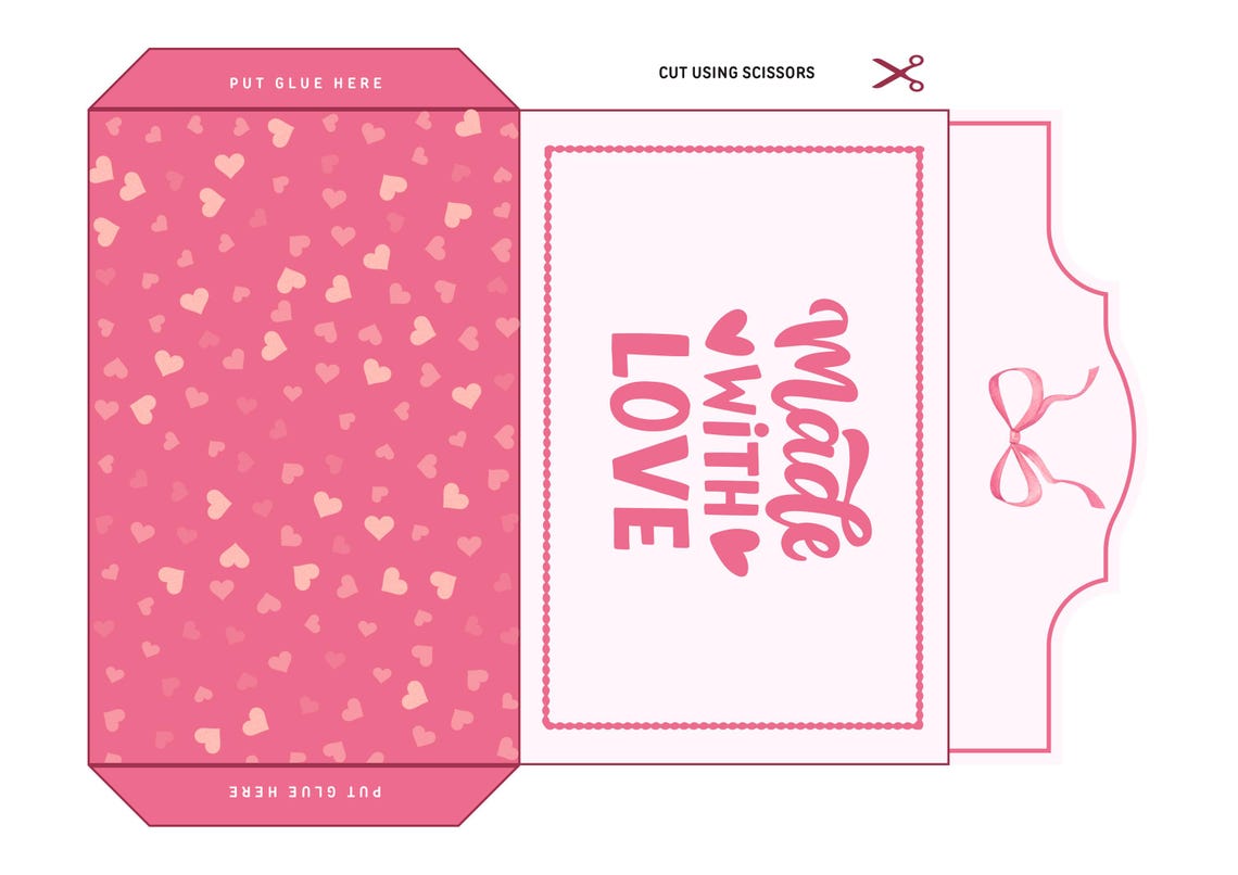 Valentine Envelope Template: DIY Card Holder (digital Cut File) - Etsy