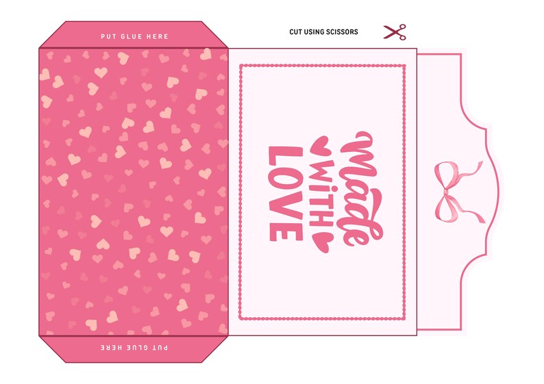 Printable Valentine Envelope Template Cute Love Design DIY Card Holder ...