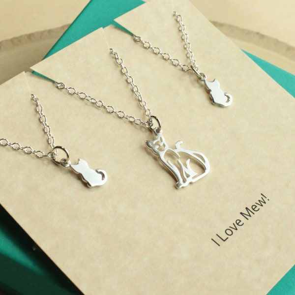 Mother and Daughter Cat Necklace - Etsy