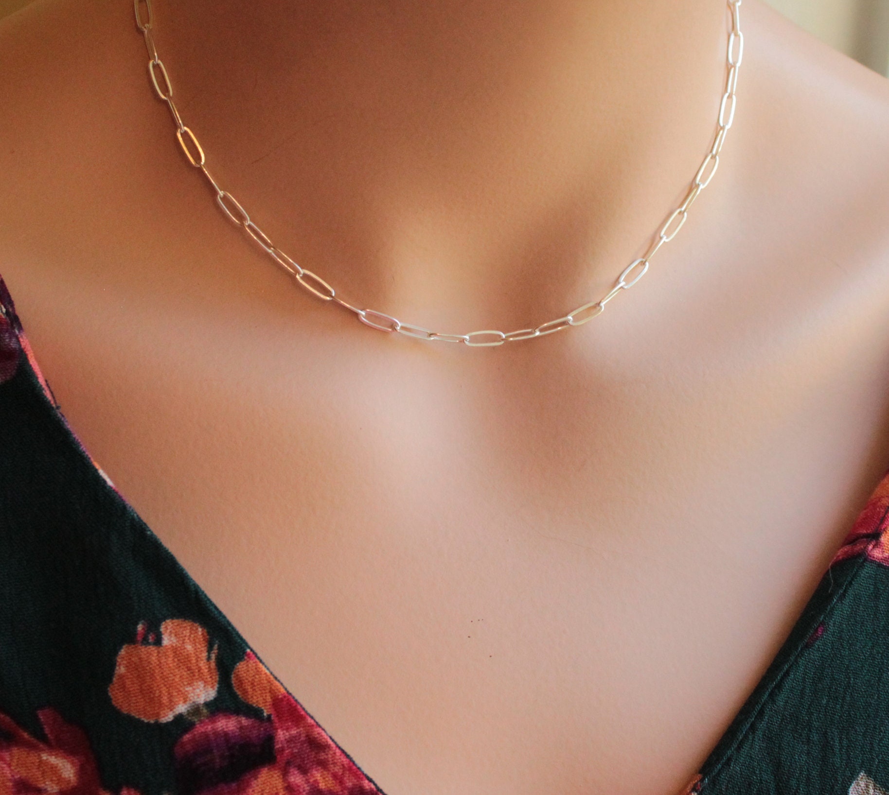 925 Sterling Silver Paperclip Chain Necklace Etsy Uk