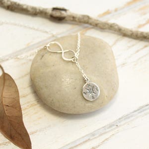 Sterling Silver Infinity and Compass Lariat Necklace - Etsy