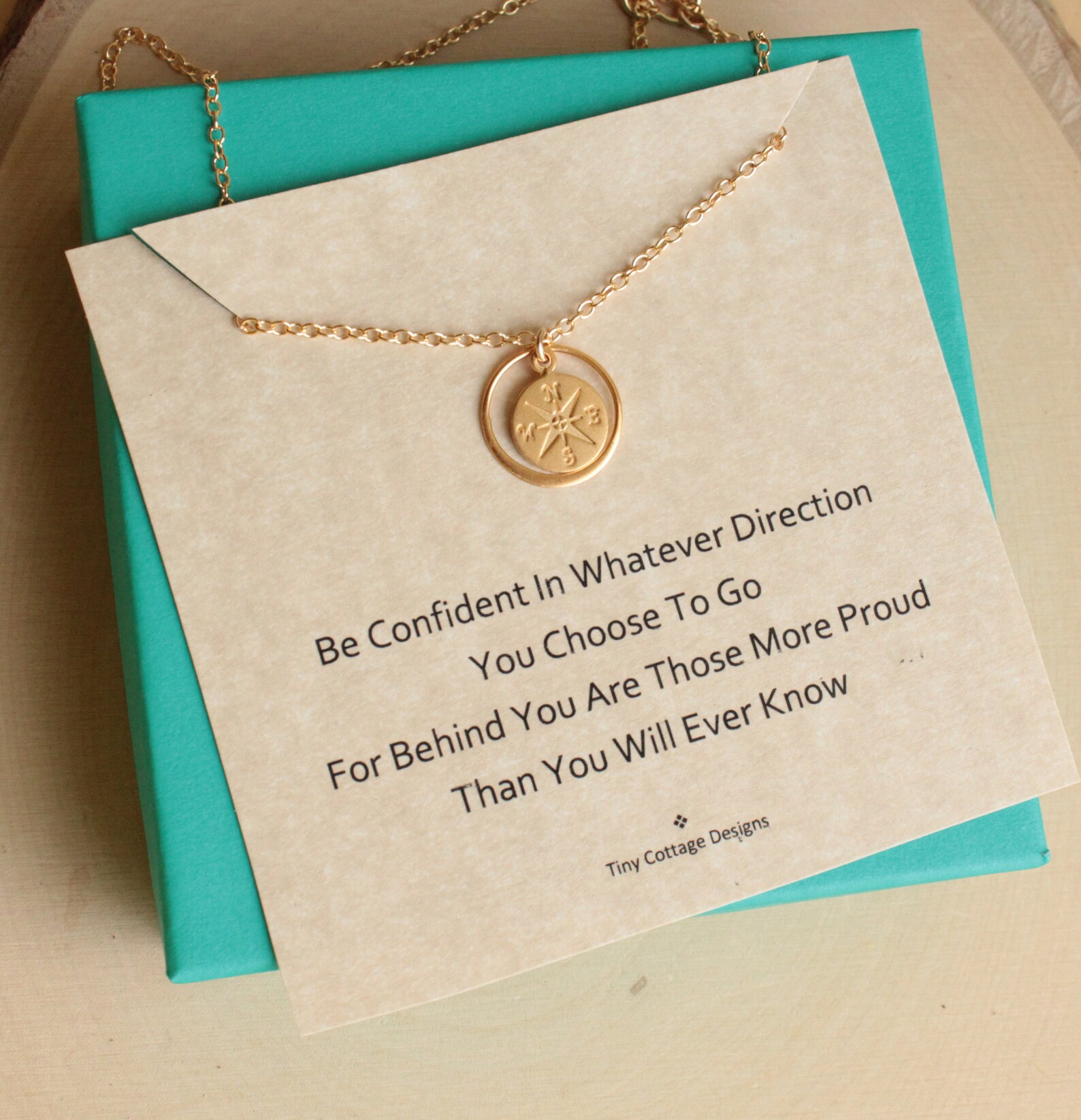 Gold Eternity Circle Compass Necklace... Graduation Sentiment | Etsy