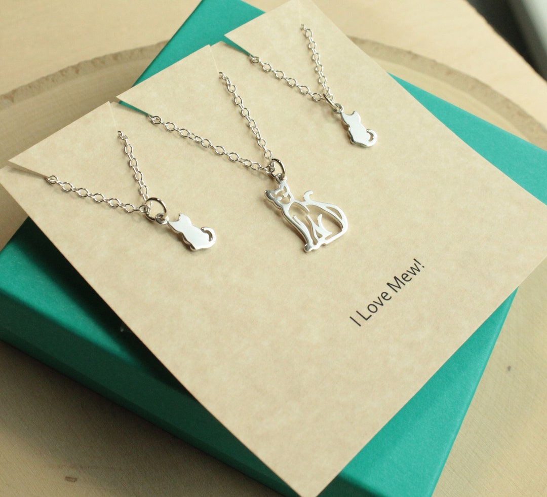 Sterling Silver Mother Cat and Two Kitten Necklaces Mother Daughters ...