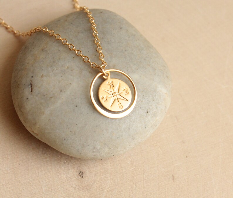 Gold Eternity Circle Compass Necklace... Graduation Sentiment - Etsy
