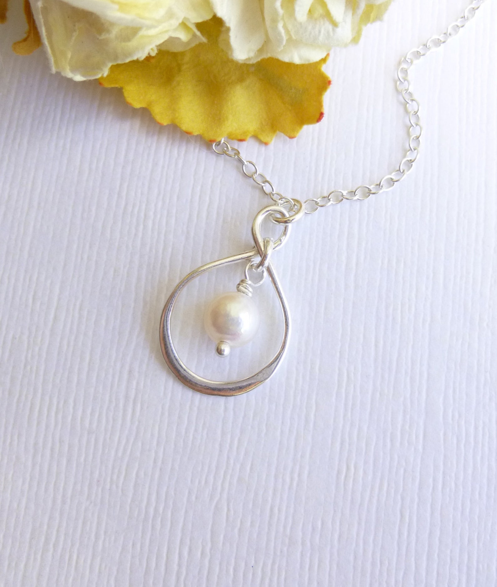 Sterling Silver Infinity Pearl Necklace With Mother's Gift - Etsy