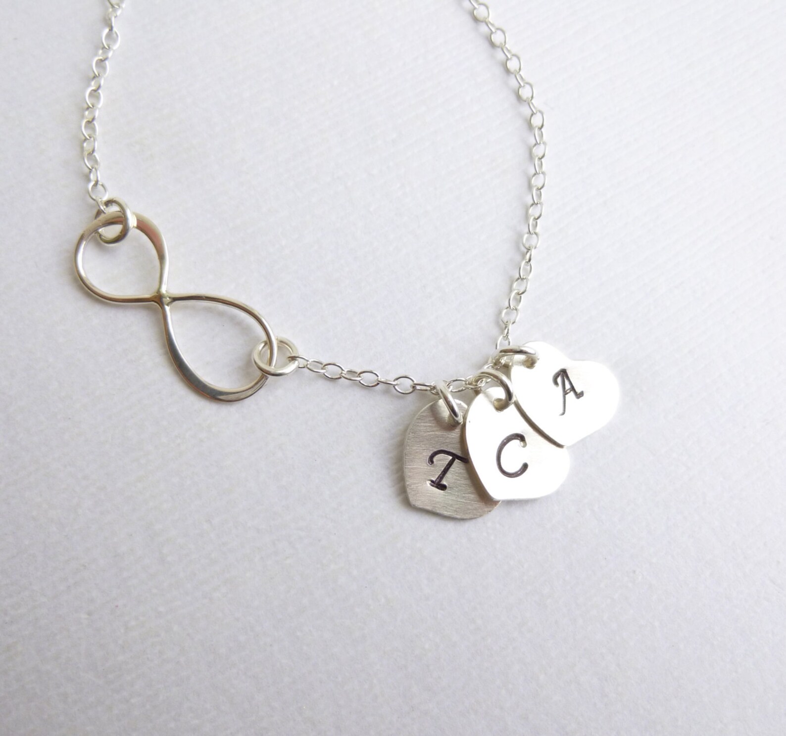 Sterling Silver Infinity Necklace With Initials - Choose How Many - Etsy