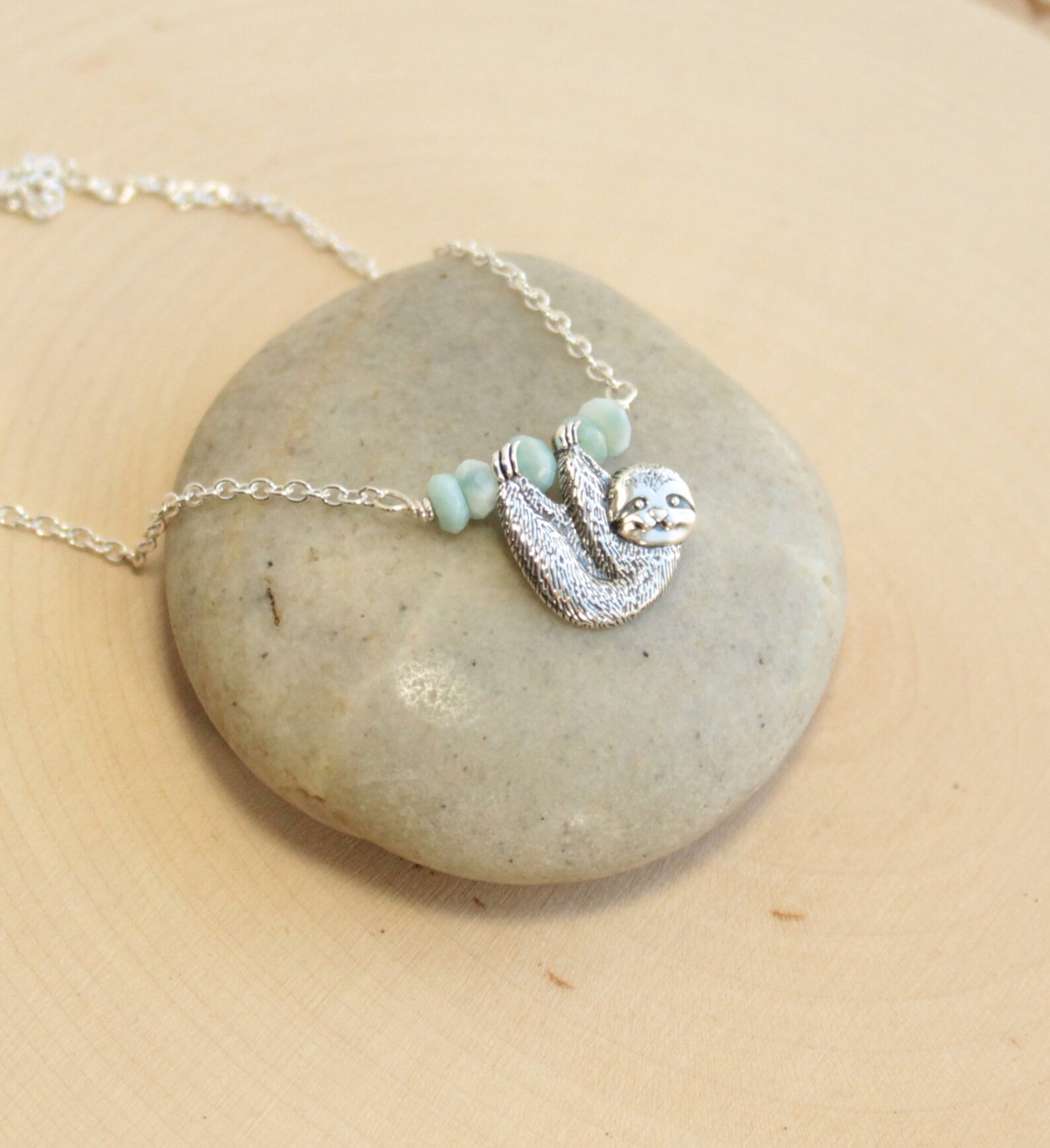 Sterling Silver Sloth Necklace With Birthstone Choice - Etsy