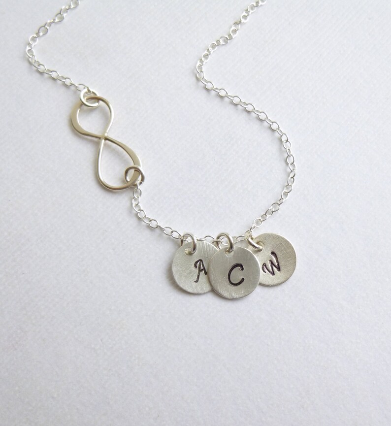 Sterling Silver Infinity Necklace With Three Initials - Etsy