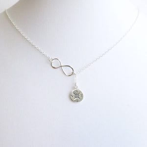 Sterling Silver Infinity and Compass Lariat Necklace - Etsy