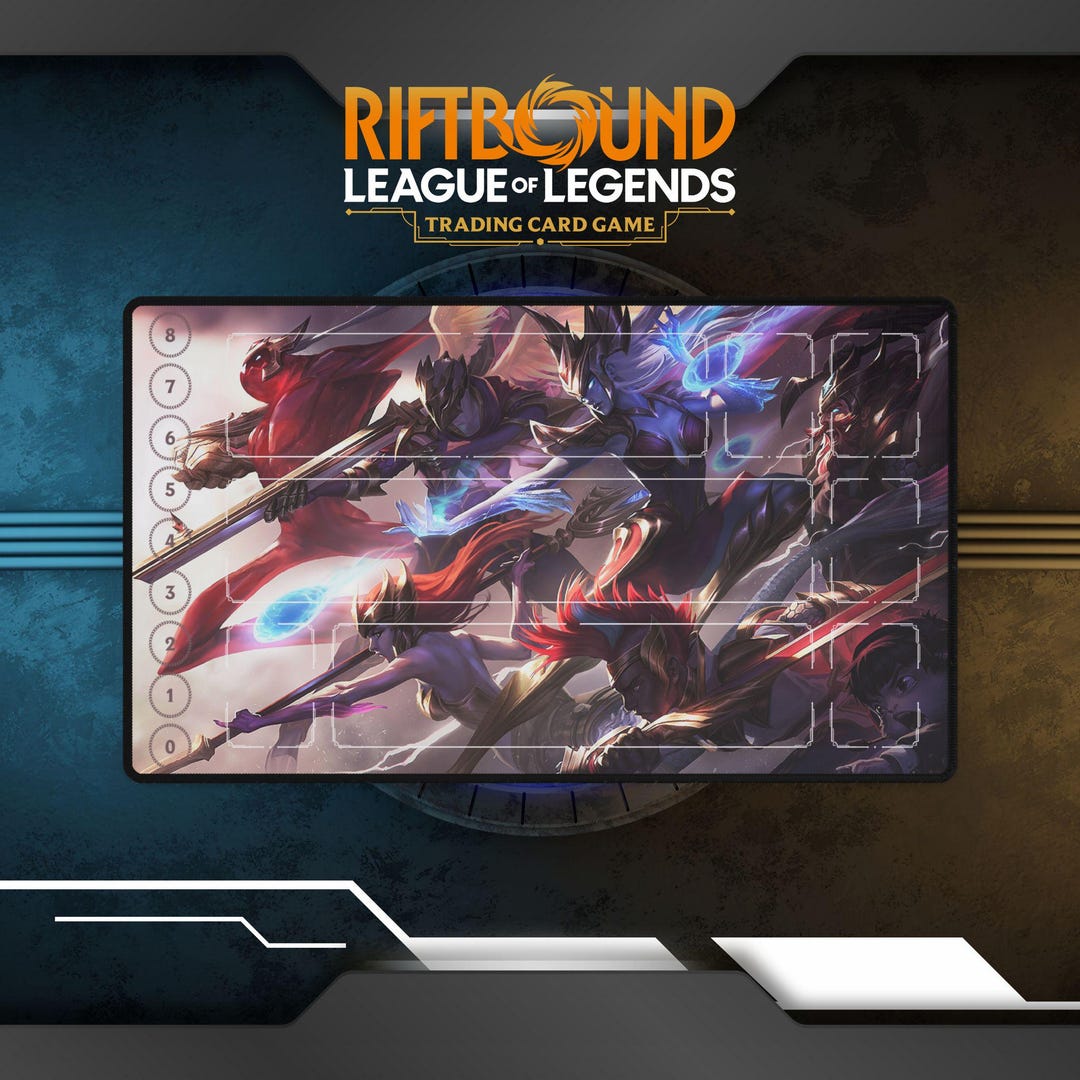Riftbound Playmat Syndra, Nami, Jhin, Ekko, Olaf, Zac | TCG Card Game ...