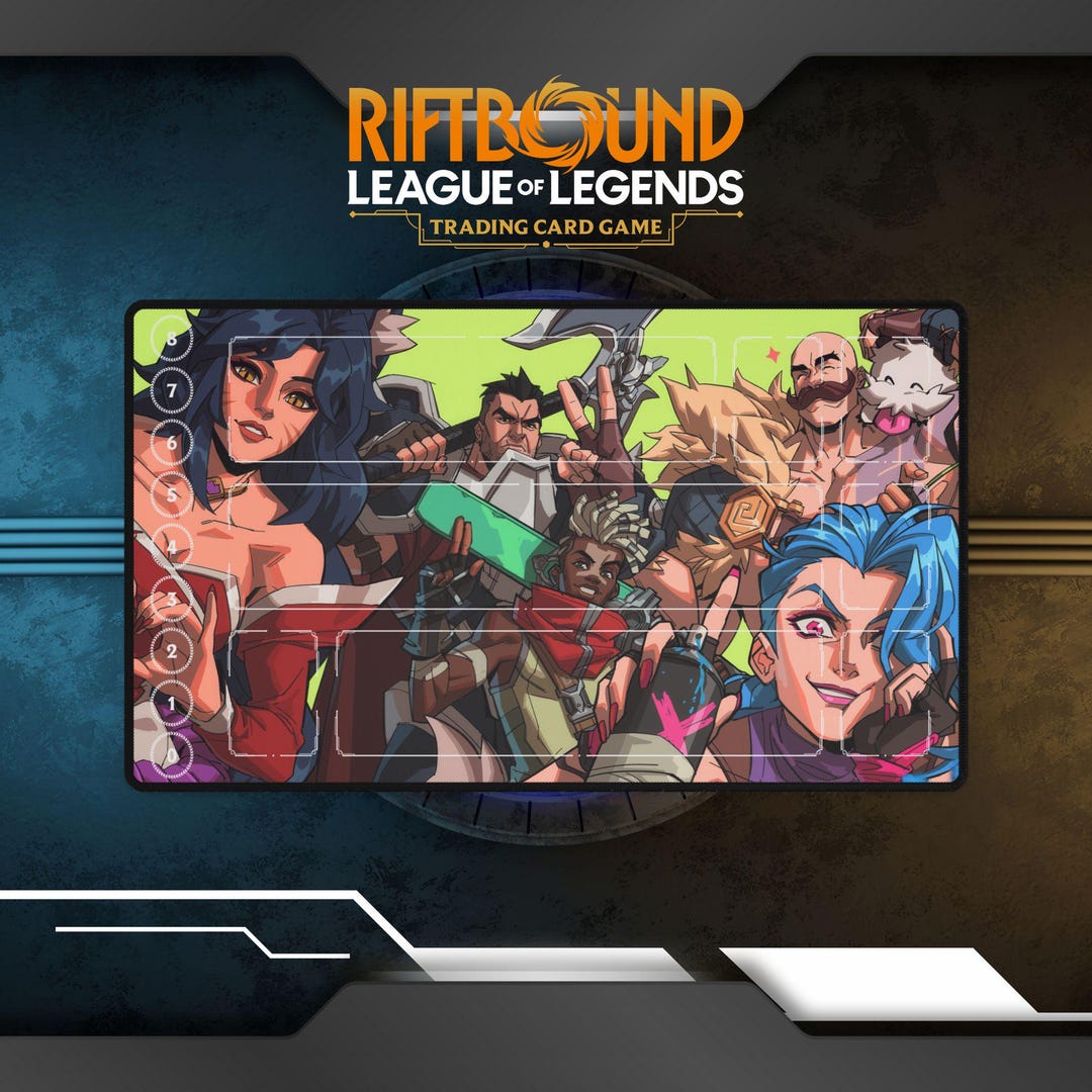 Riftbound 2XKO Playmat Ahri, Jinx, Darius, Ekko, Braum | TCG Playmat - Etsy