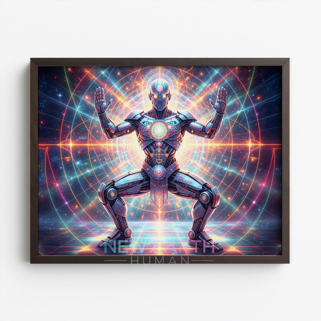 Futuristic Humanoid Robot Art Print - Dynamic Cyberpunk Illustration ...