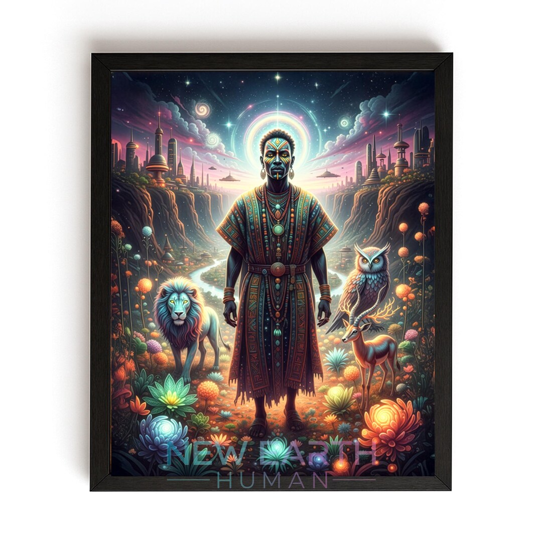 African Native - Gothic Wall Art Print, Neon Haunting Scene, Spectral ...
