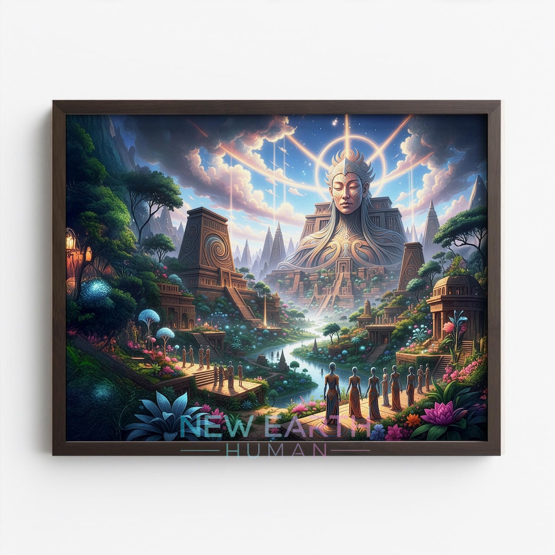 Epic Fantasy Wall Art Printable - Colossal Stone Head in Lush Valley ...