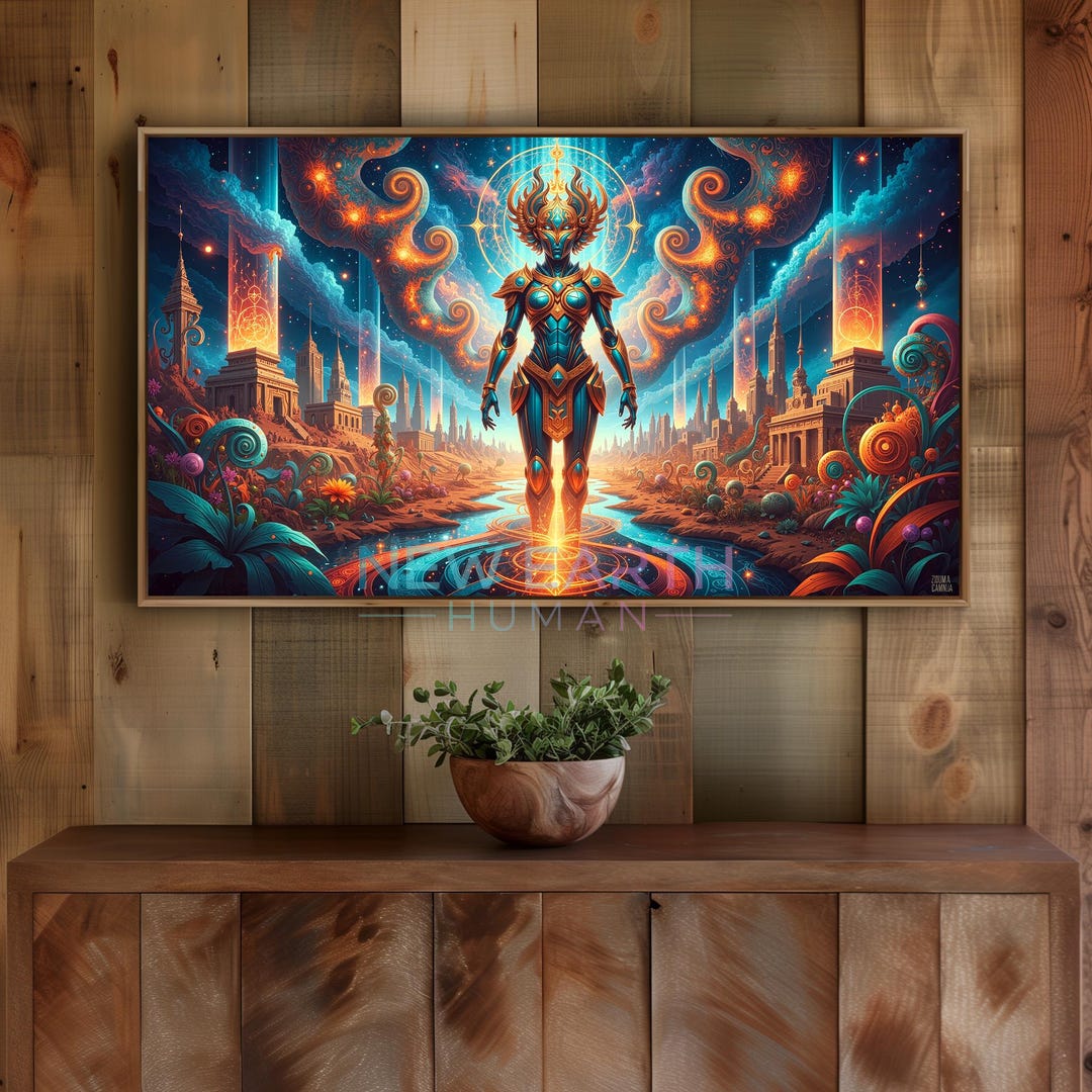Futuristic Goddess TV Art, Digital Download Armored Female Deity, Epic ...