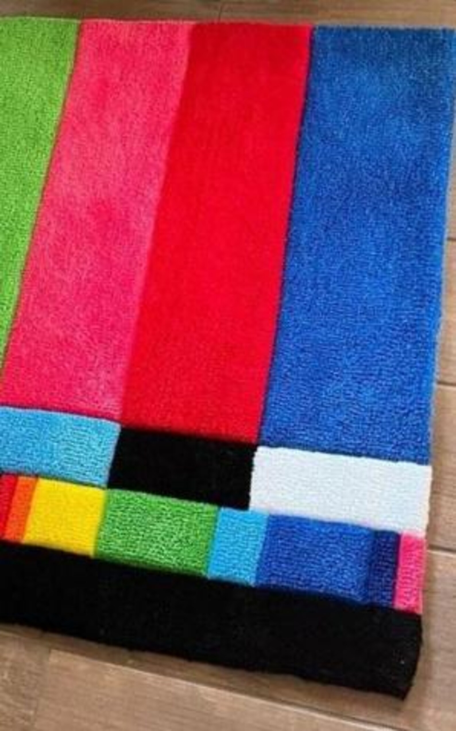 Hand Tufted Loop Pile Rug, Modern Geometric Color Block Carpet - Etsy