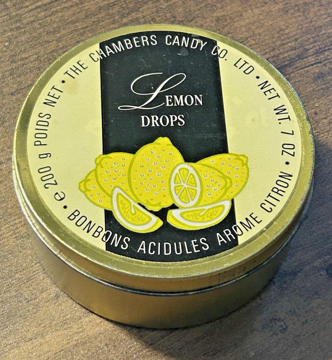 Vintage Lemon Drops Candy Bon Bons Citron Tin the Chambers Candy ...