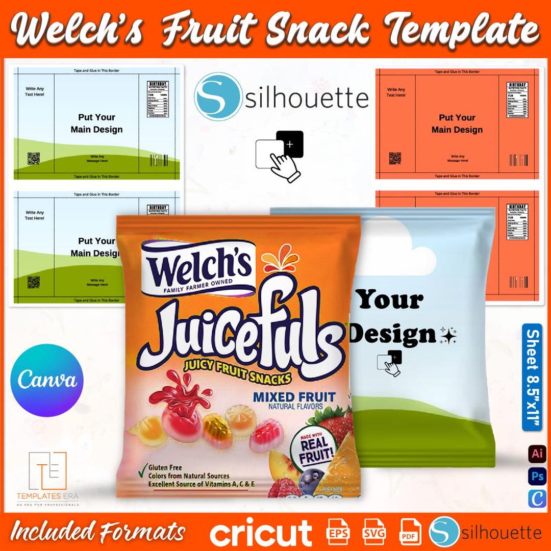 Editable Welch's Fruit Snack Wrapper Template (AI, PDF, SVG) - Etsy
