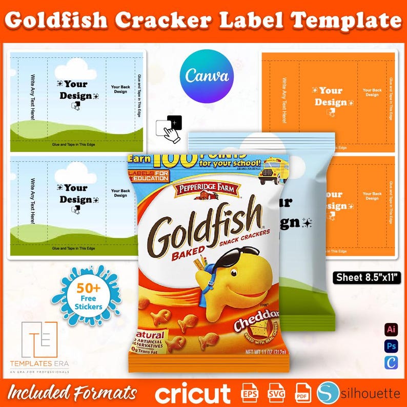Goldfish Cracker Wrapper Template, Snack Label, Party Favor (digital ...