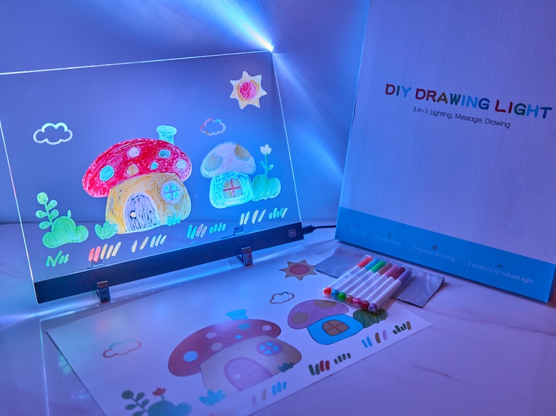 LED Acrylic Drawing Board With Colors Pen, Light up Rewritable USB ...