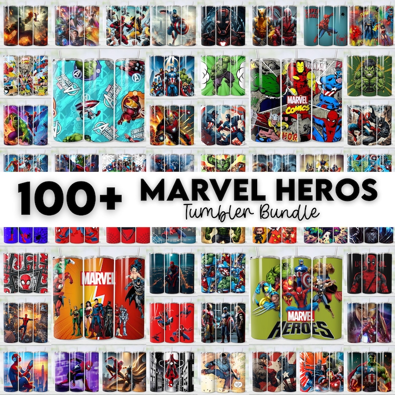Superhero Tumbler Wrap Bundle Game & Movie Characters Digital Download ...