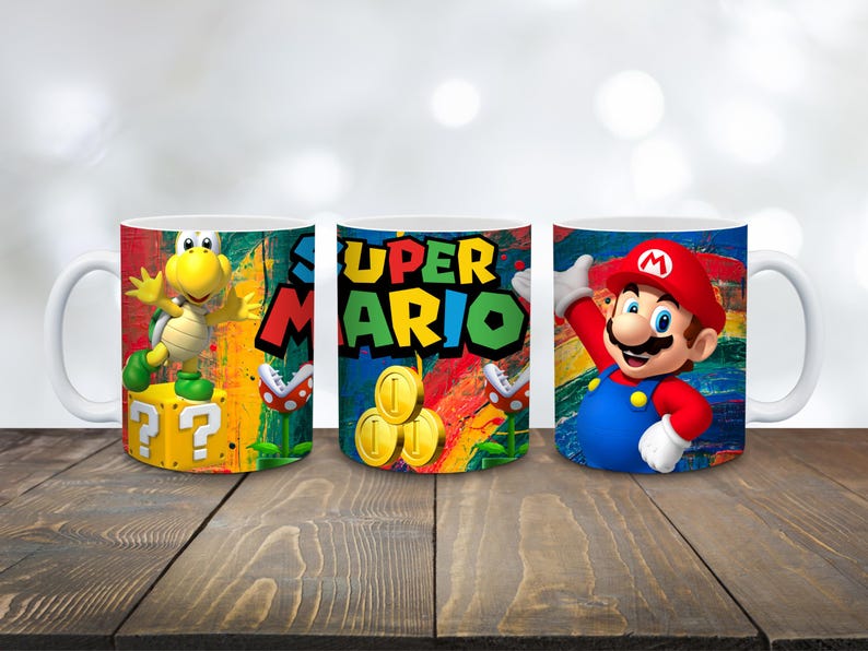 Super Mario Sublimation Mug Pack , Ideal for Personalized Mugs Digital ...