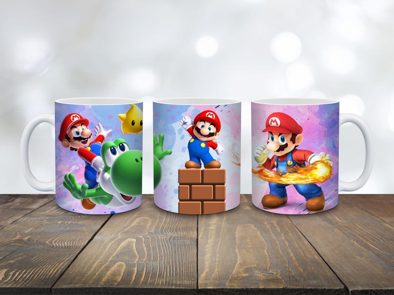 Super Mario Sublimation Mug Pack , Ideal for Personalized Mugs Digital ...