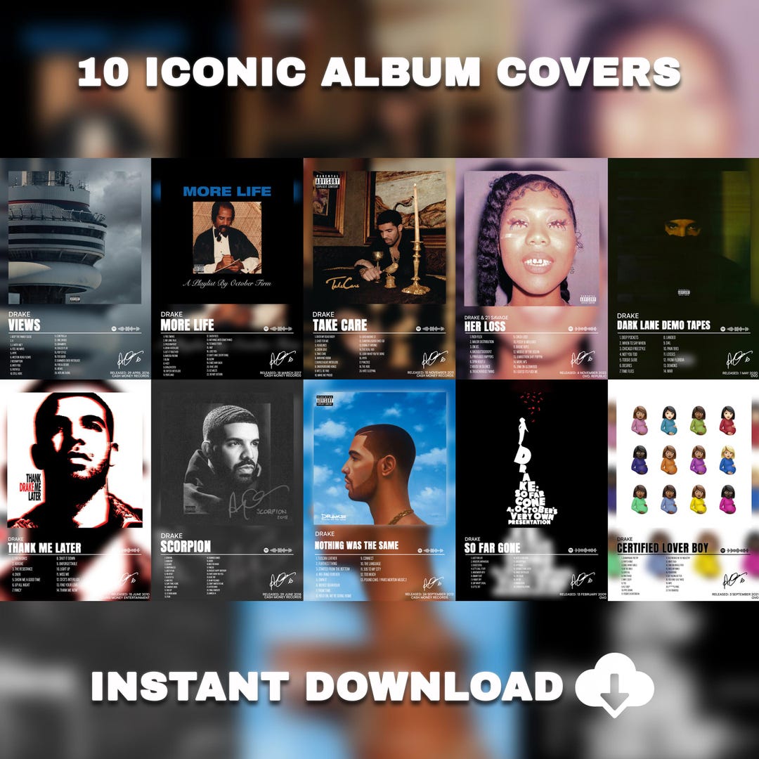 Drake Album Poster Pack - 10 Iconic Covers | Instant Download, Wall Art ...