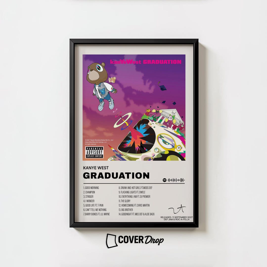 Kanye West Graduation Album Poster, White | Instant Download, Wall Art ...