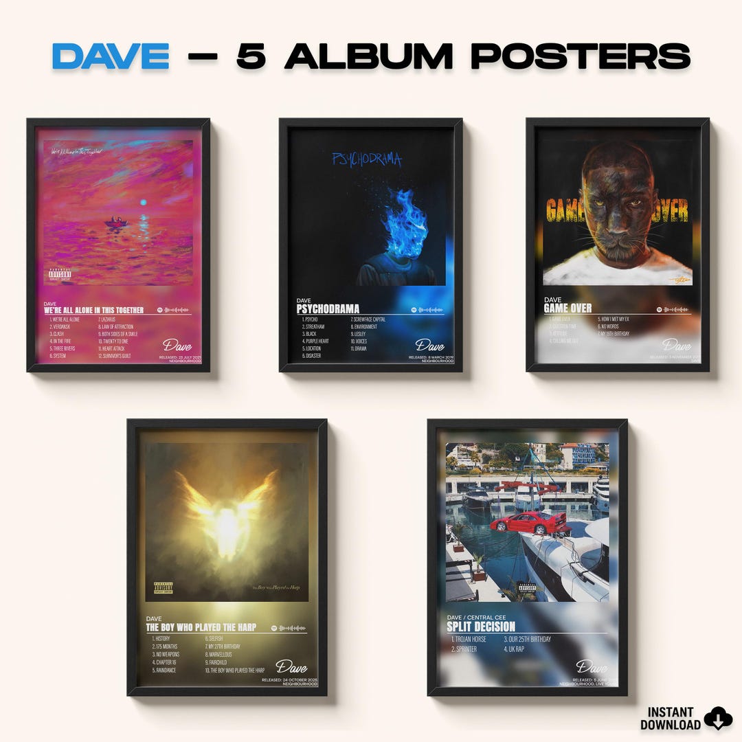 Dave Album Poster Pack - 5pc Iconic Covers | Instant Download - Etsy