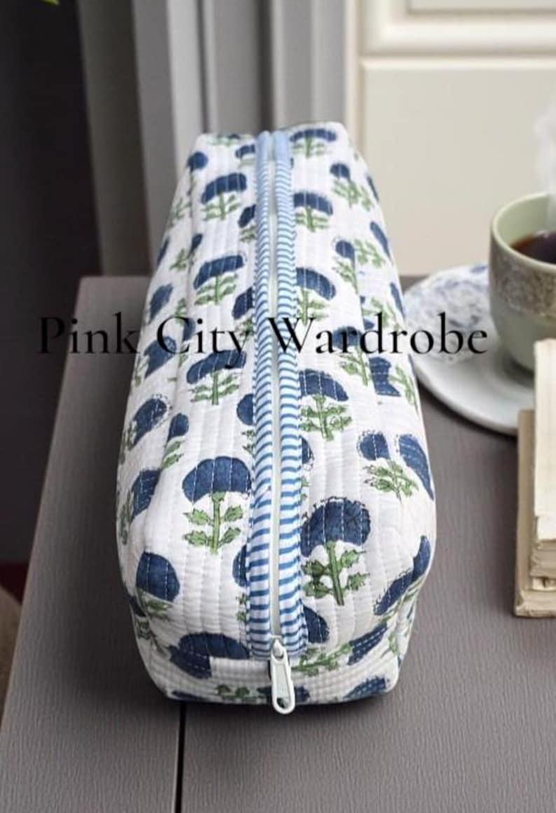 Hand Block Print Quilted Hair Tool Bag, Floral Cotton Travel Case - Etsy