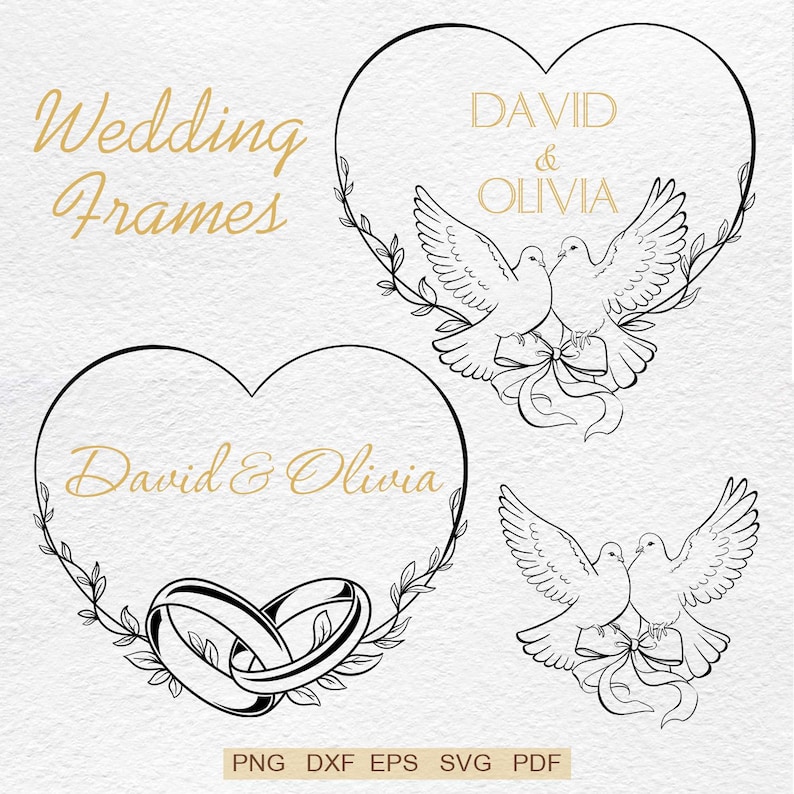 Marriage Rings Svg, Wedding Frame, Wedding Floral Rings Svg, Wedding ...