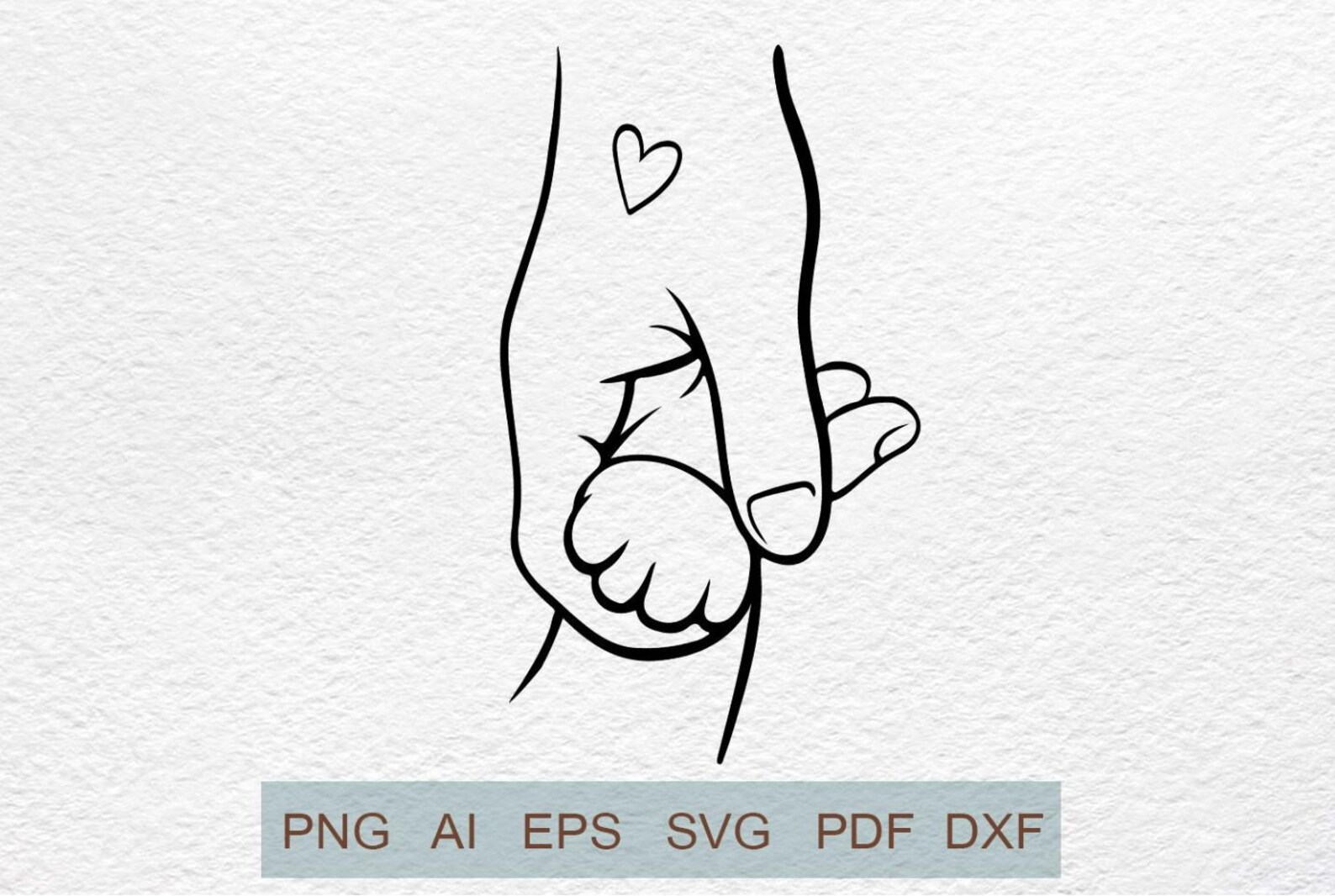 Cat Pow in Human Hand in Heart SVG PNG Cat Svg Hand Drawn Pet Paw Dog ...