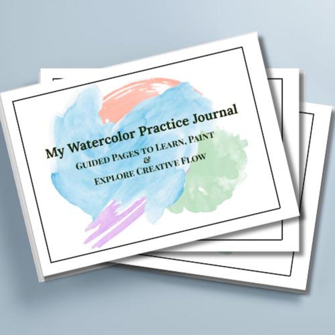 Watercolor Practice Journal - Guided Art Book, A4 Landscape (digital ...