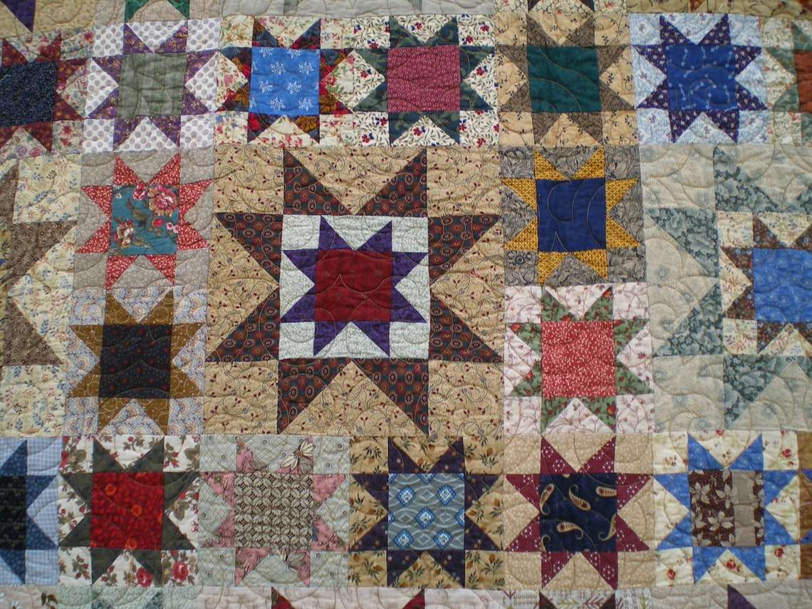 Queen Size Rising Star Quilt in Traditional Colors/custom Only - Etsy