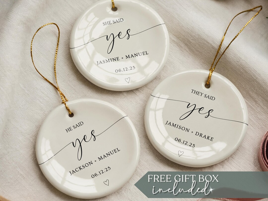 Personalized She Said Yes Christmas Ornament, First Christmas Engaged ...