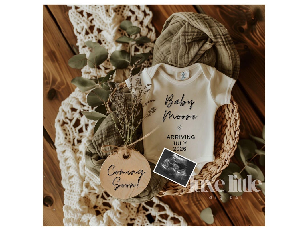 Neutral Pregnancy Announcement Gender Neutral Baby Reveal Editable ...